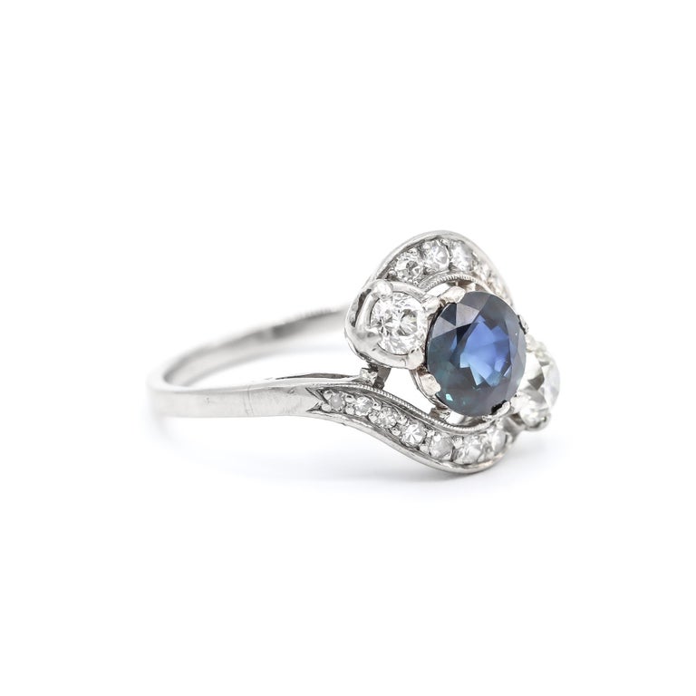 Antique Platinum Diamond And Sapphire Cocktail Ring 17 Ctw For Sale At