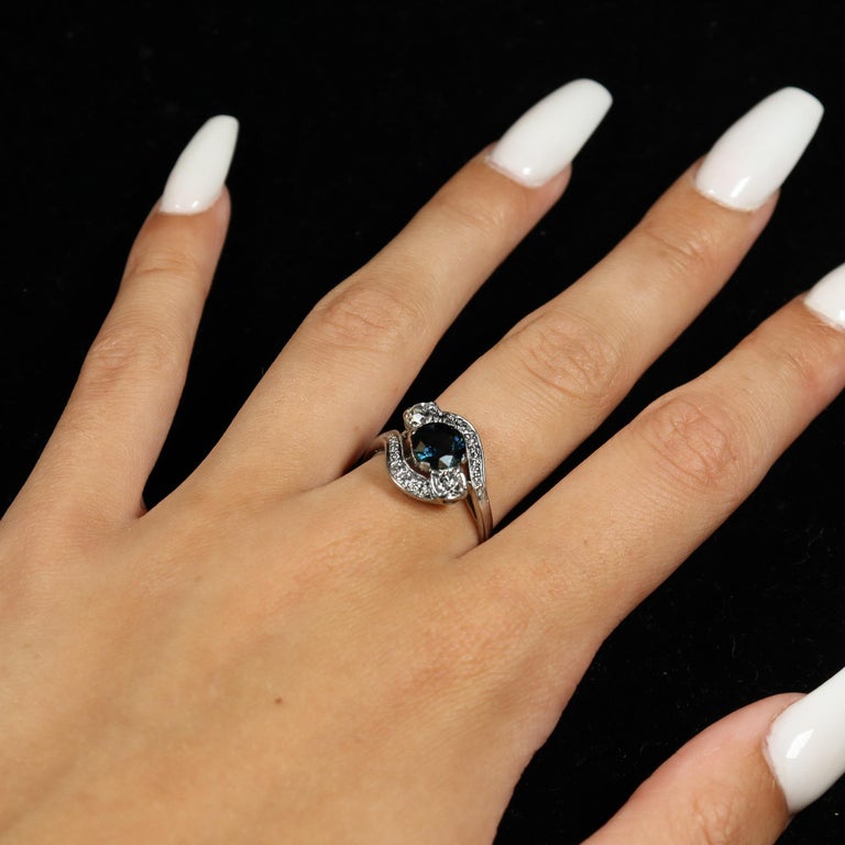 Antique Platinum Diamond And Sapphire Cocktail Ring 17 Ctw For Sale At