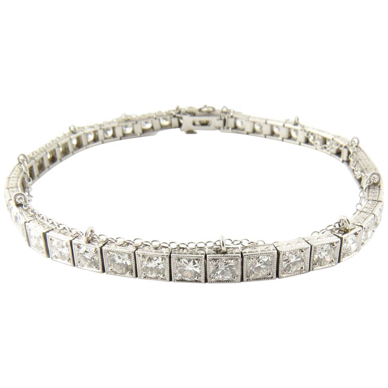 Antique Platinum Diamond Tennis Bracelet 4 4 Carat At 1stdibs Antique