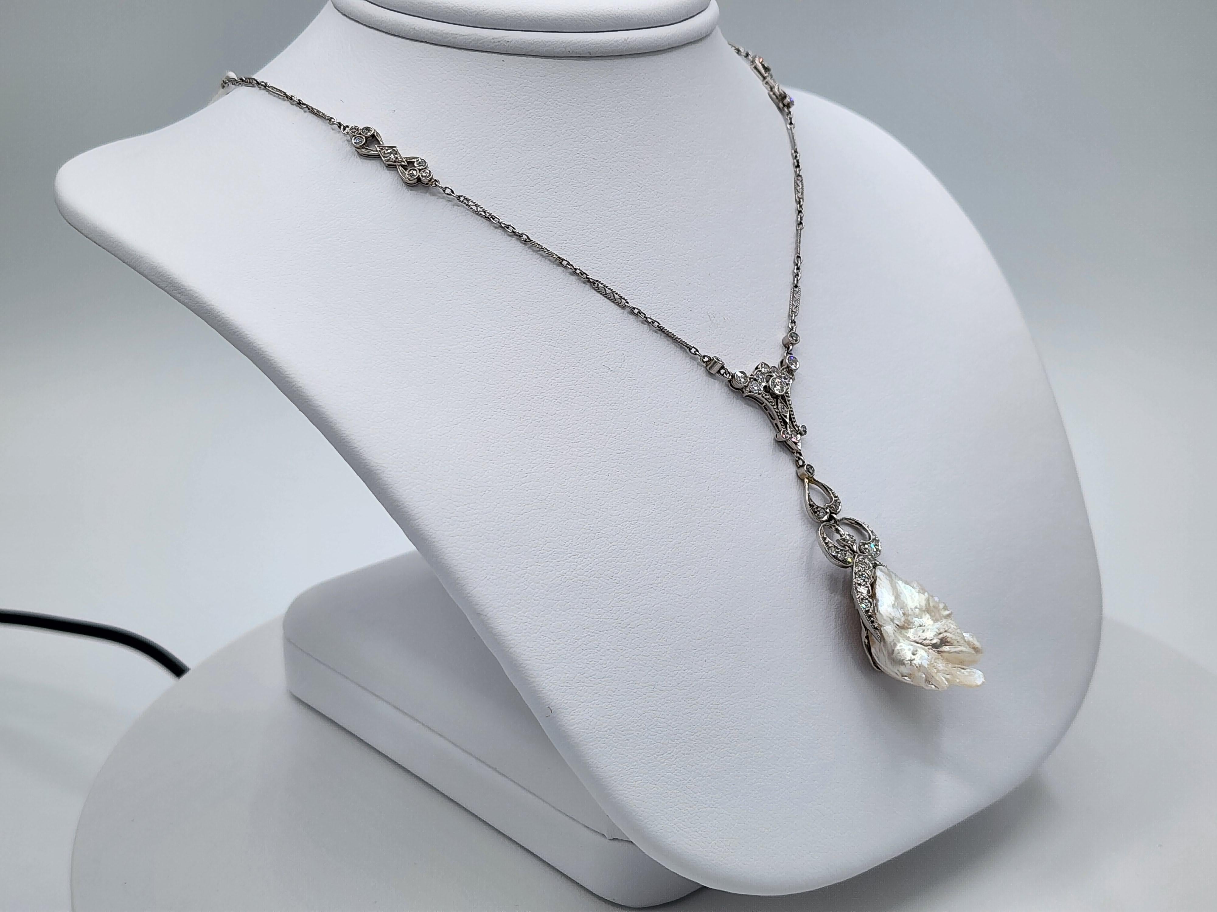 Antique Platinum Natural Mississippi River Pearl Belle Epoque Pendant ...