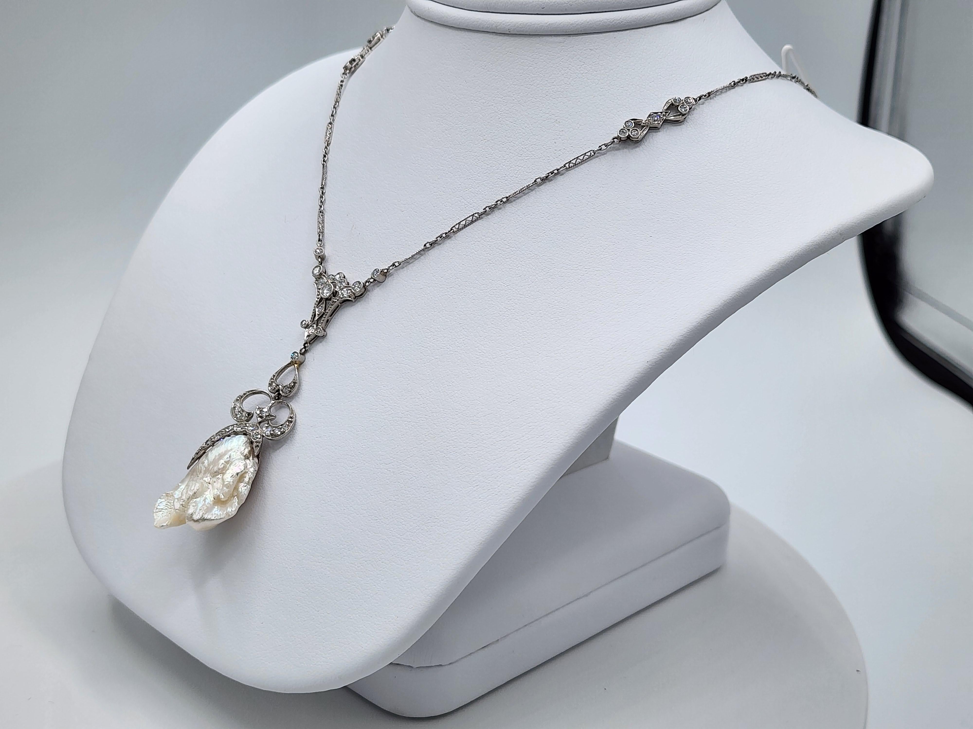 Antique Platinum Natural Mississippi River Pearl Belle Epoque Pendant ...