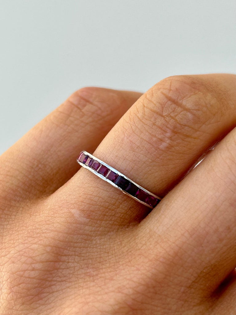 Antique Platinum Ruby Full Eternity Band Ring For Sale at 1stDibs