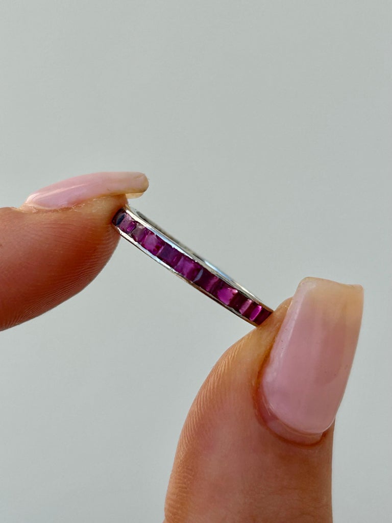 Antique Platinum Ruby Full Eternity Band Ring For Sale at 1stDibs