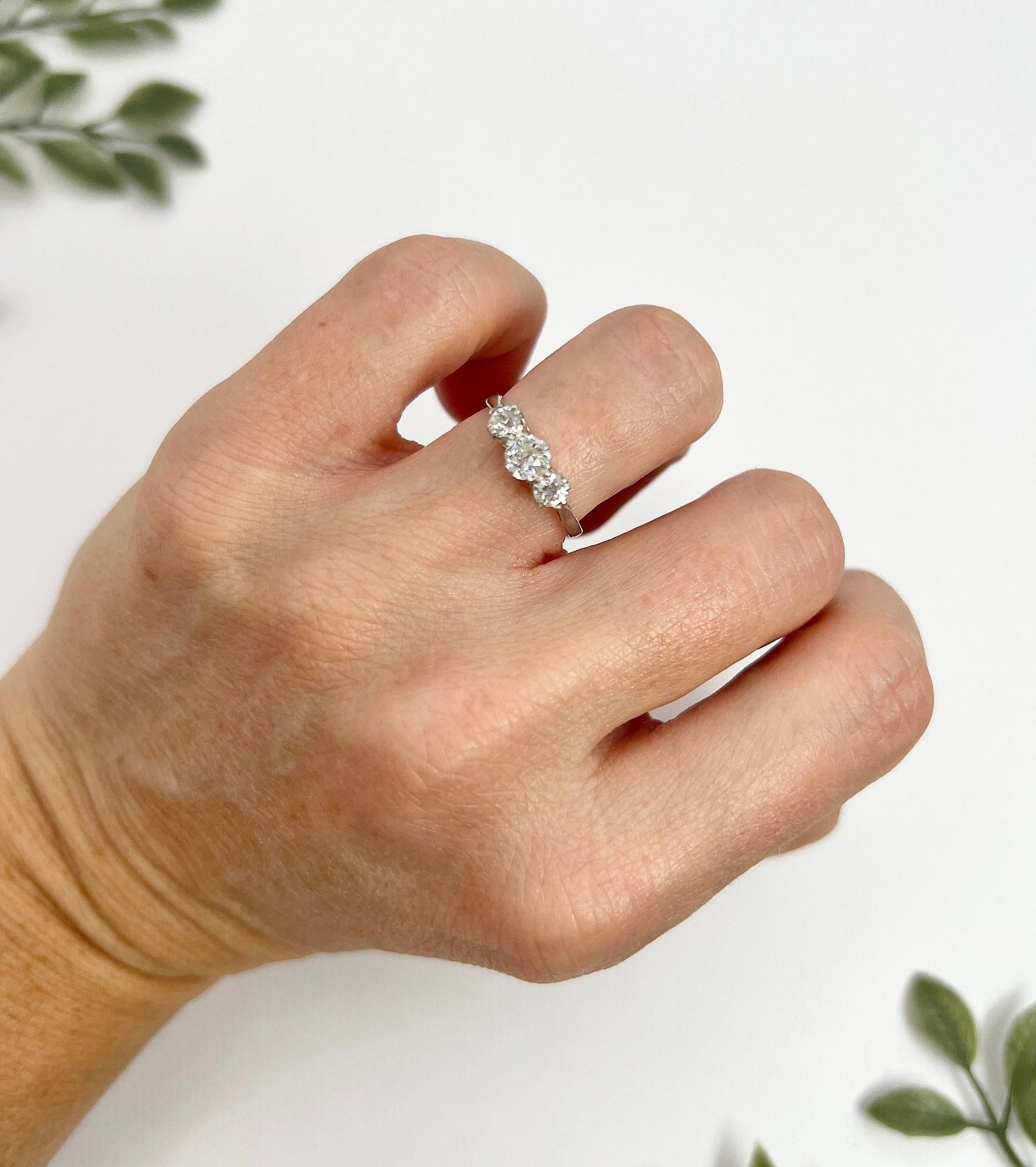 Antique Platinum Stamped, 1920s Diamond Three Stone Ring For Sale at ...