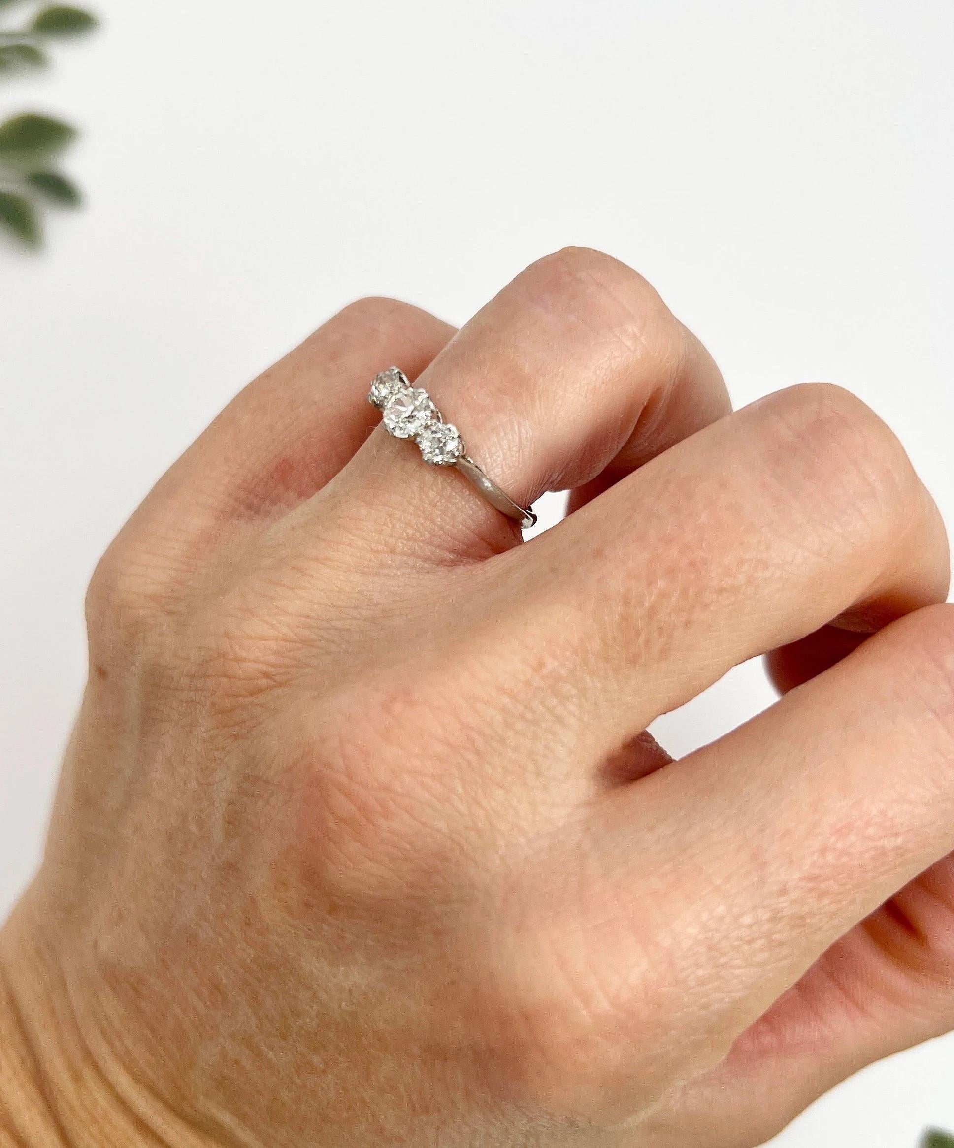 Antique Platinum Stamped, 1920s Diamond Three Stone Ring For Sale at ...