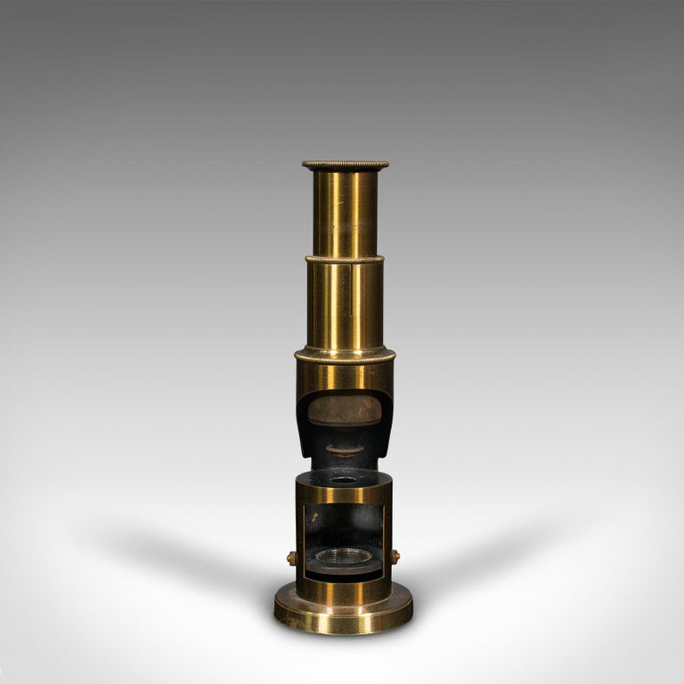 Antique Pocket Field Microscope, English, Brass, Instrument, Edwardian ...