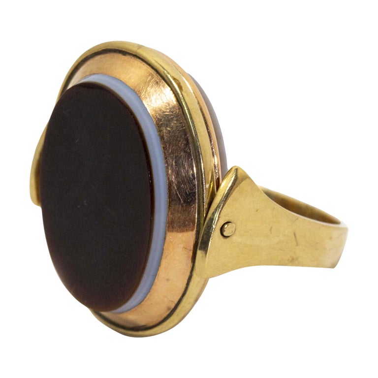 Antique Poison Locked Ring in 10 Karat For Sale at 1stDibs