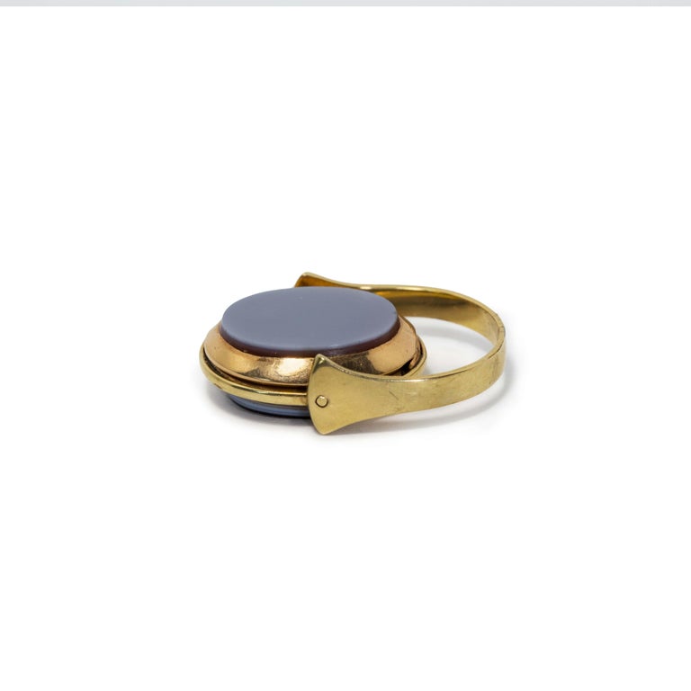 Antique Poison Locked Ring in 10 Karat For Sale at 1stDibs