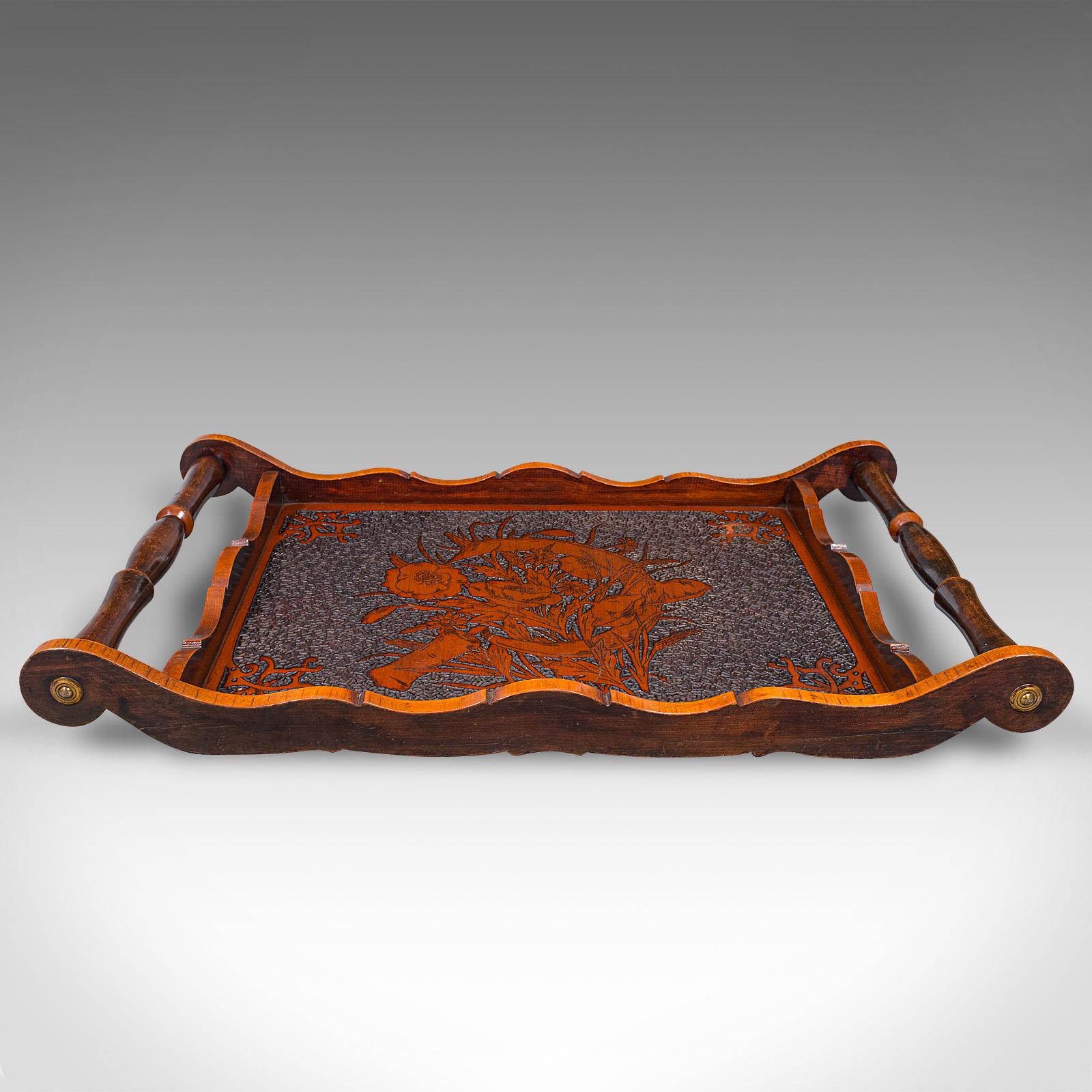 Antique Pokerwork Serving Tray, English, Afternoon Tea, Art Nouveau ...