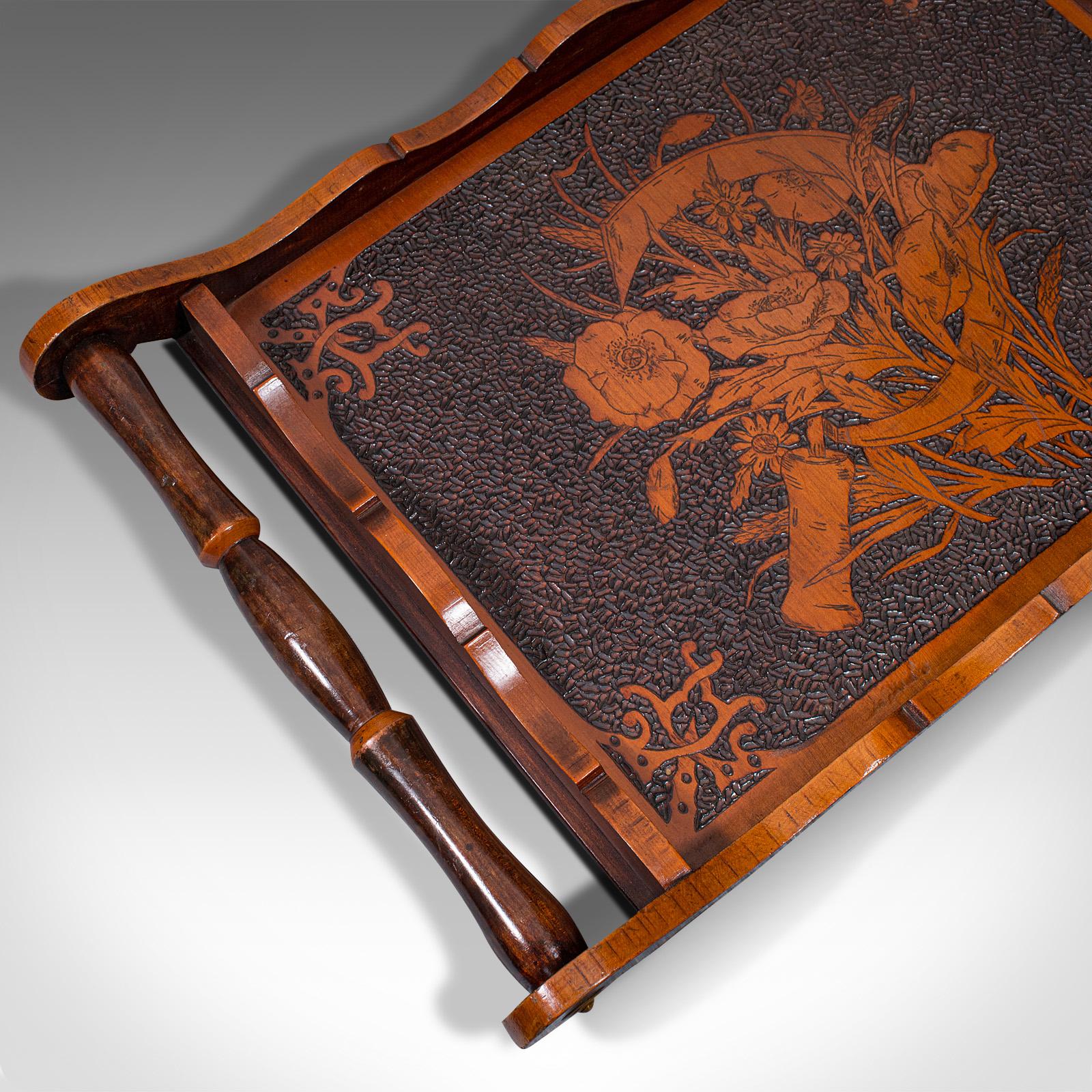 Antique Pokerwork Serving Tray, English, Afternoon Tea, Art Nouveau ...