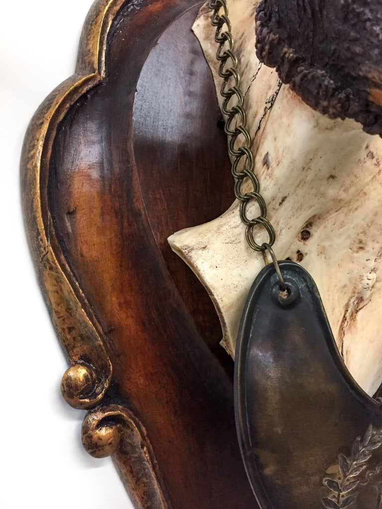 Antique Polish Fallow Trophy with Napoleonic Gorget and Roe Trophy ...