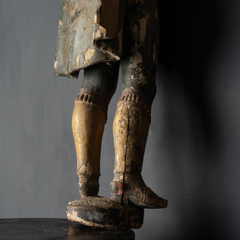 Antique Polychrome Carved Italian Figure Of a Gentleman For Sale at 1stDibs