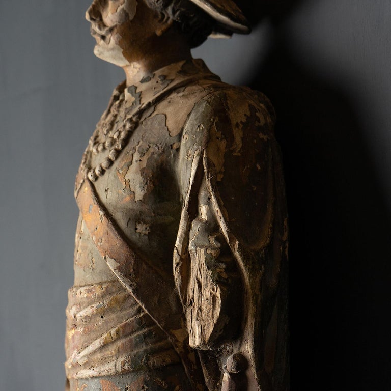 Antique Polychrome Carved Italian Figure Of a Gentleman For Sale at 1stDibs