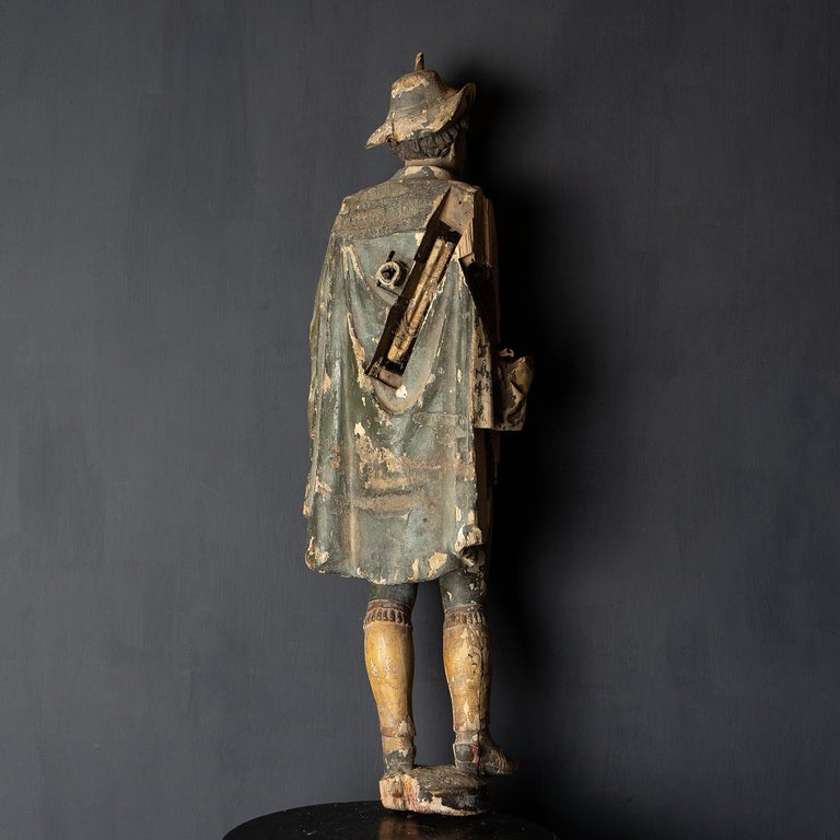 Antique Polychrome Carved Italian Figure Of a Gentleman For Sale at 1stDibs