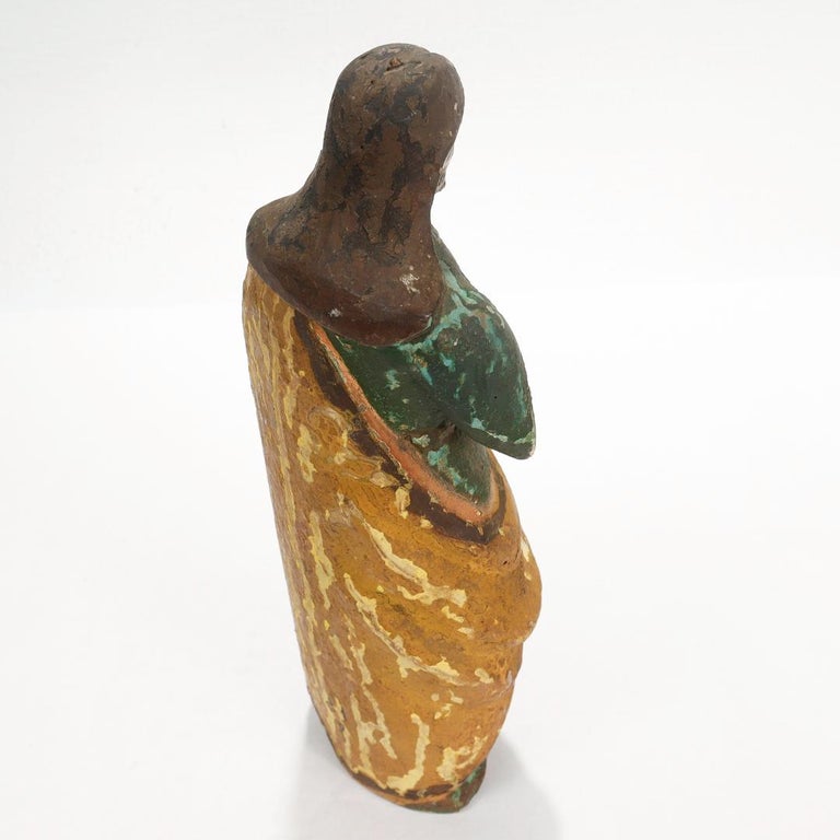 Antique Polychrome Paint Decorated Santos Figurine or Sculpture For ...