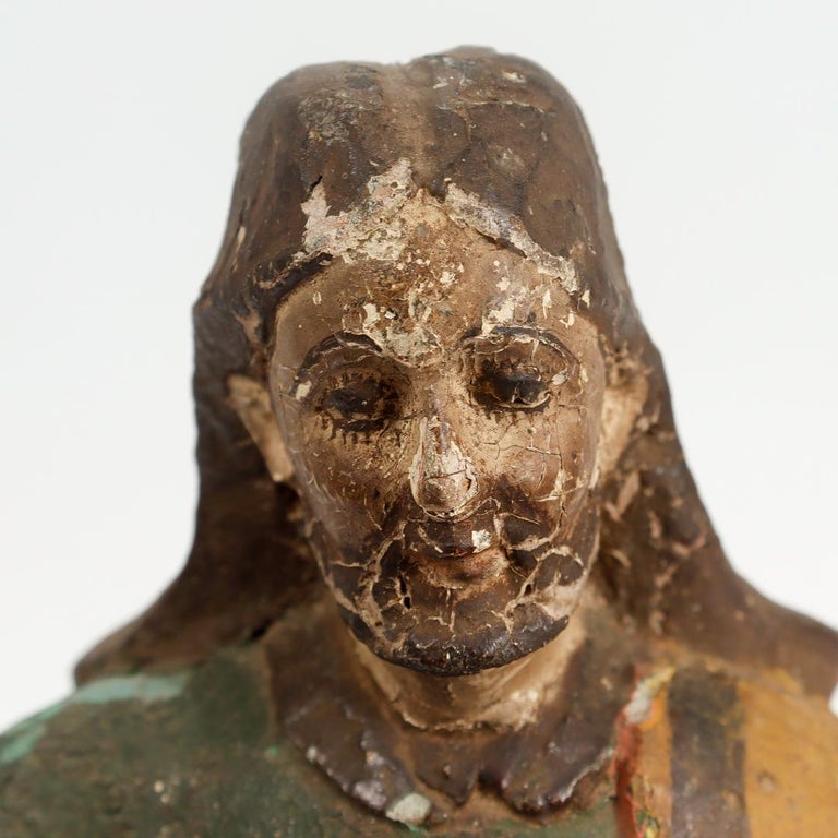 Antique Polychrome Paint Decorated Santos Figurine or Sculpture For ...