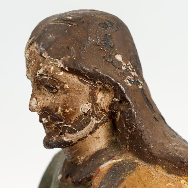 Antique Polychrome Paint Decorated Santos Figurine or Sculpture For ...