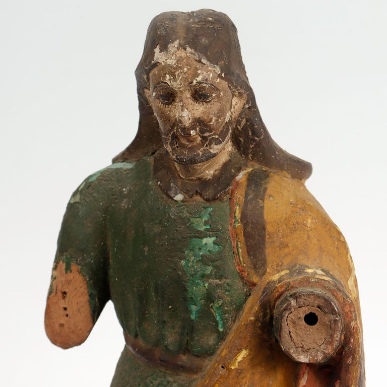 Antique Polychrome Paint Decorated Santos Figurine or Sculpture For ...