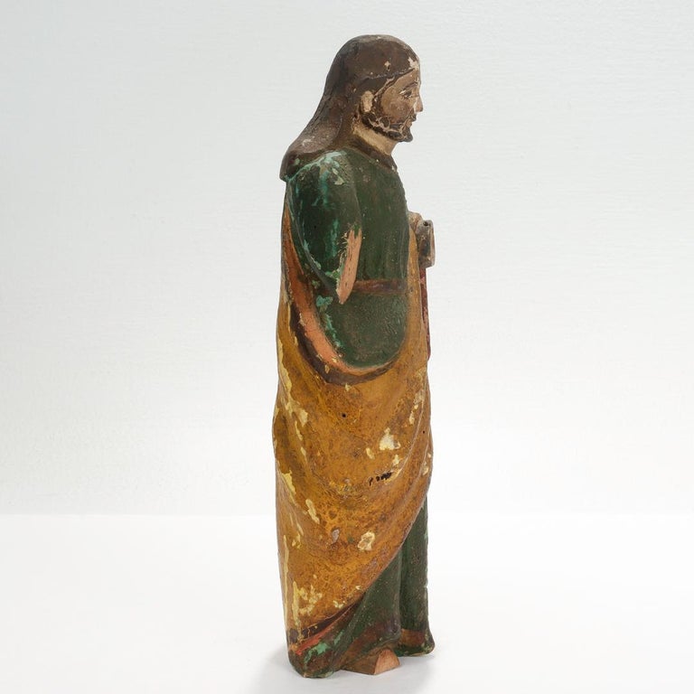Antique Polychrome Paint Decorated Santos Figurine or Sculpture For ...