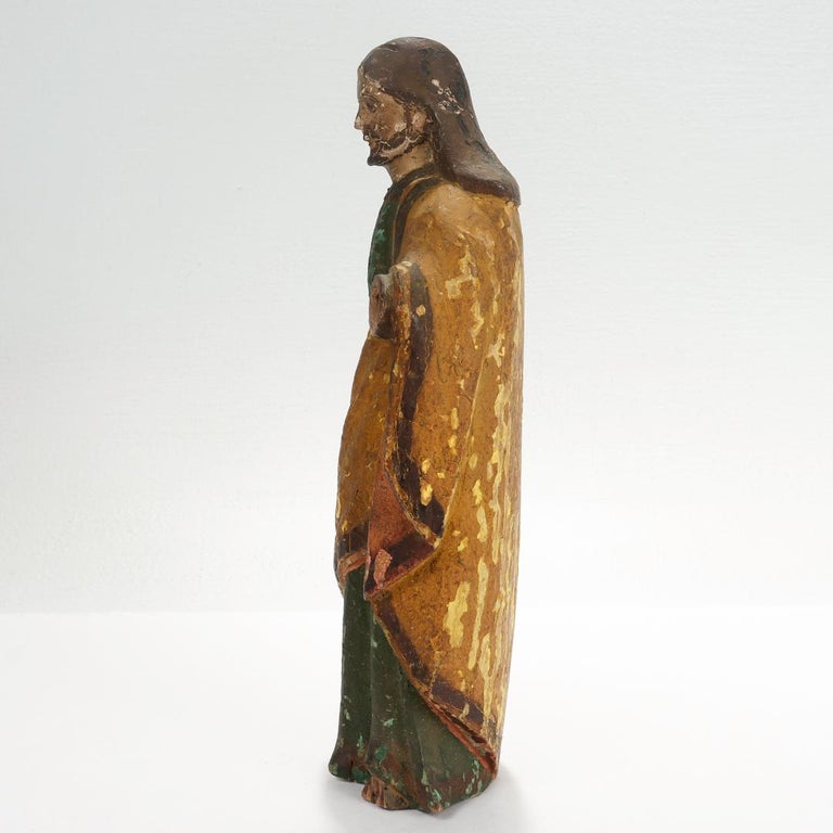 Antique Polychrome Paint Decorated Santos Figurine or Sculpture For ...