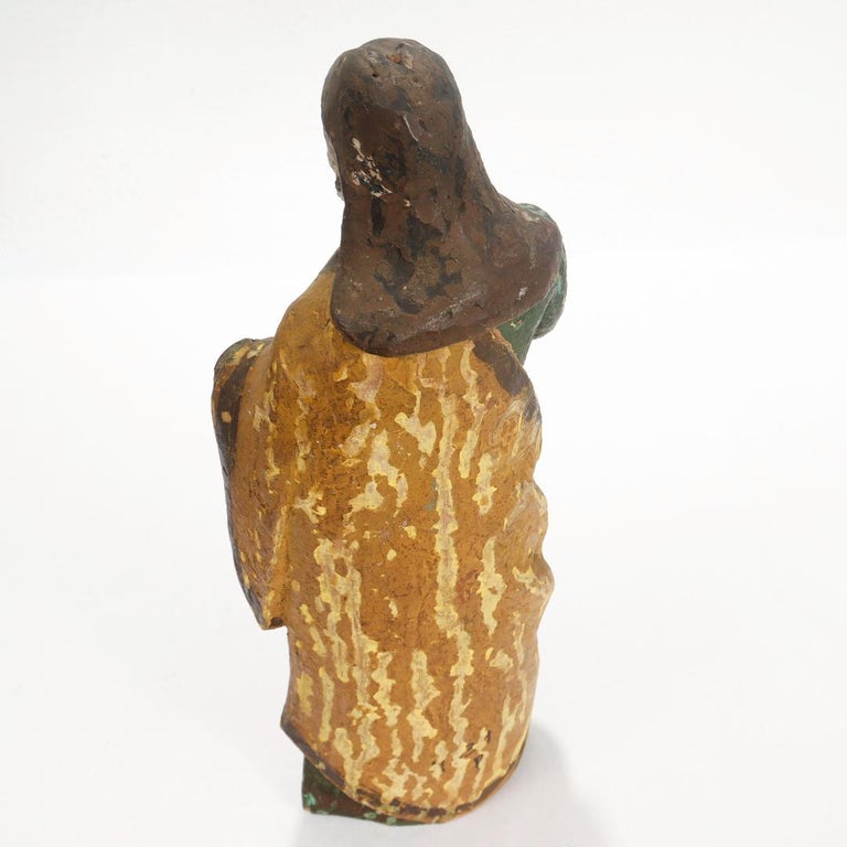 Antique Polychrome Paint Decorated Santos Figurine or Sculpture For ...