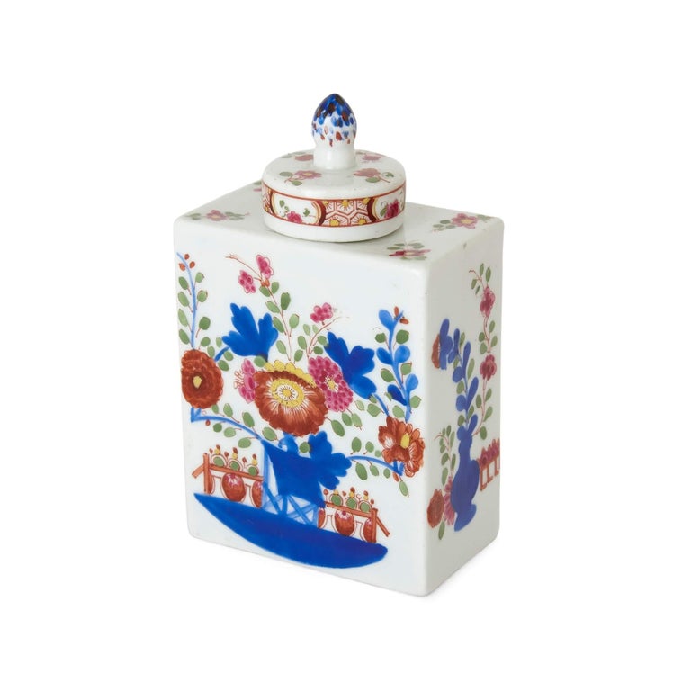 Antique porcelain miniature floral tea caddy For Sale at 1stDibs