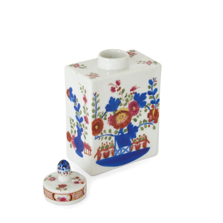 Antique porcelain miniature floral tea caddy For Sale at 1stDibs