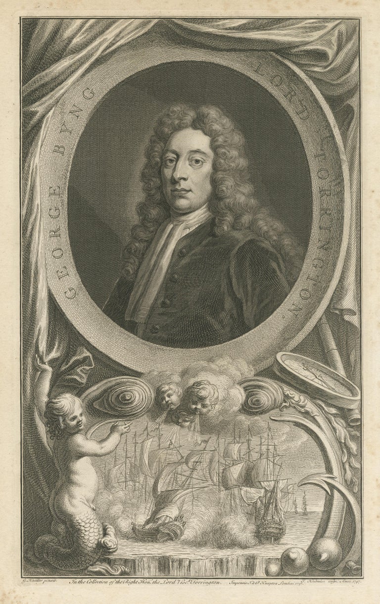 Antique Portrait of Admiral of the Fleet George Byng, 1st Viscount ...
