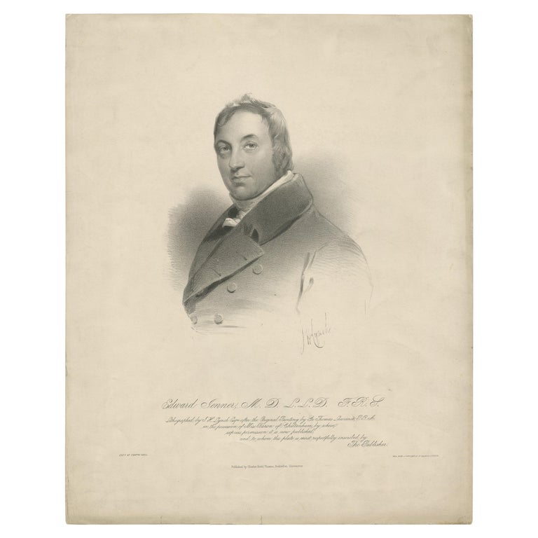 Antique Portrait of Edward Jenner by Charles Heald Thomas 'c.1827' For ...