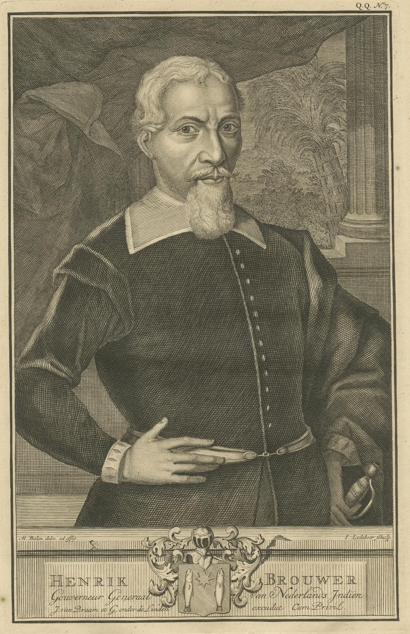 Antique Portrait of Hendrik Brouwer by Valentijn, 1726 For Sale at ...