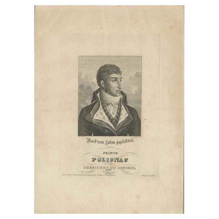 Antique Portrait of Jules de Polignac, a Famous French Politician, c ...