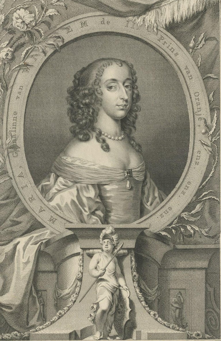 Antique Portrait of Queen Mary Henrietta Stuart, Wife of Willem of ...