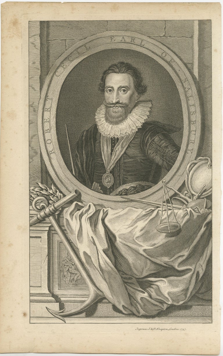 Antique Portrait of Robert Cecil, 1st Earl of Salisbury For Sale at 1stDibs
