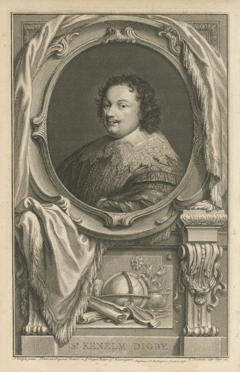 Antique Portrait of Sir Kenelm Digby, English Courtier and Diplomat For ...