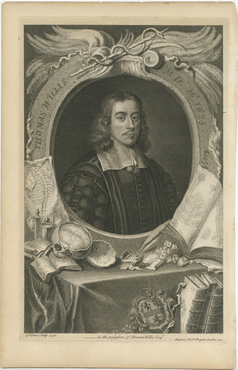 Antique Portrait of Thomas Willis, English Doctor For Sale at 1stDibs
