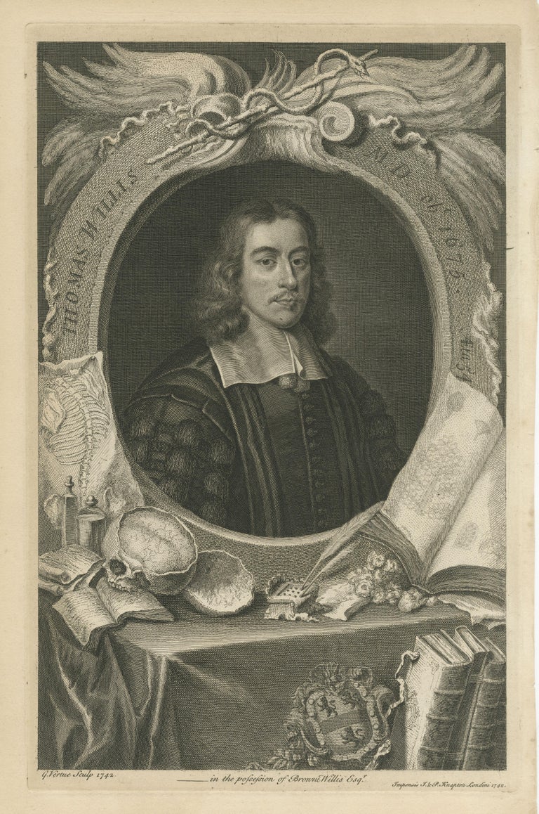 Antique Portrait of Thomas Willis, English Doctor For Sale at 1stDibs