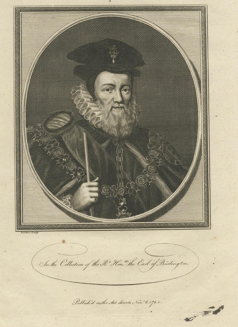 Antique Portrait of William Cecil by Goldar, 1784 For Sale at 1stDibs