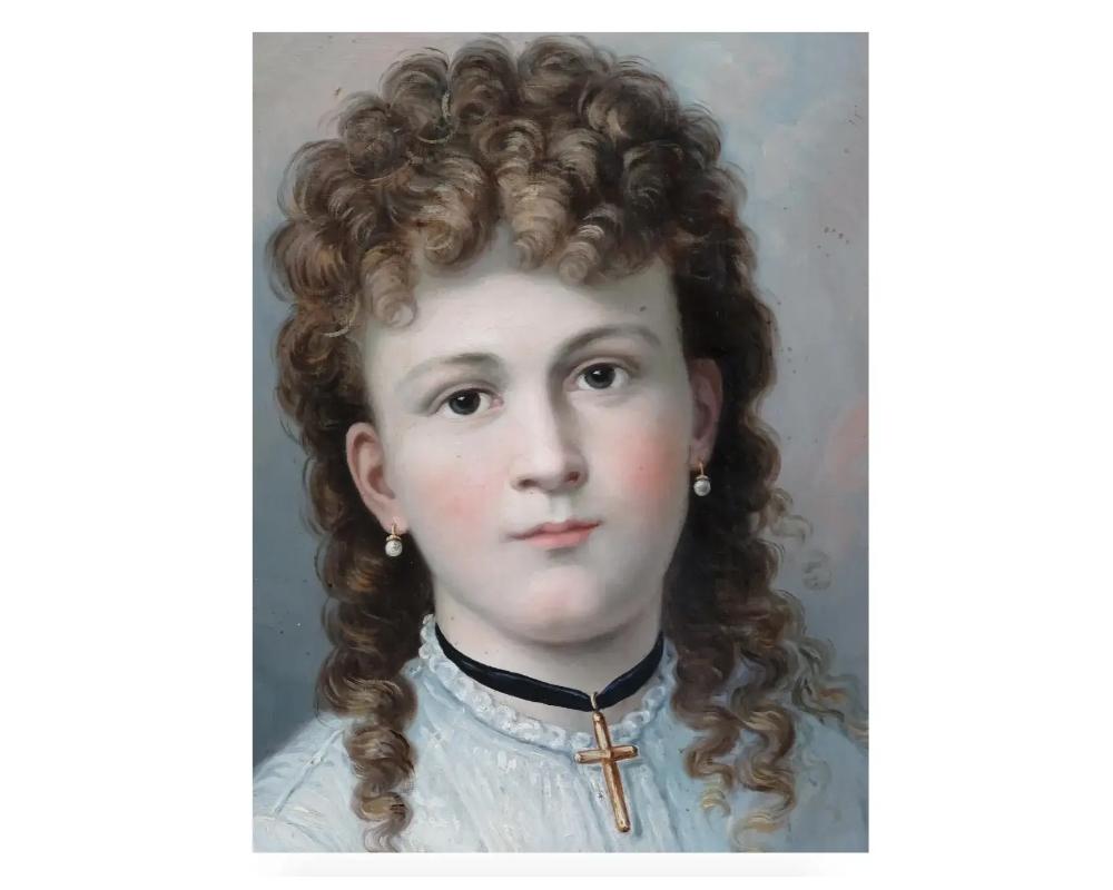 Antique Portrait Oil Painting By Joseph Mazzolini For Sale at 1stDibs