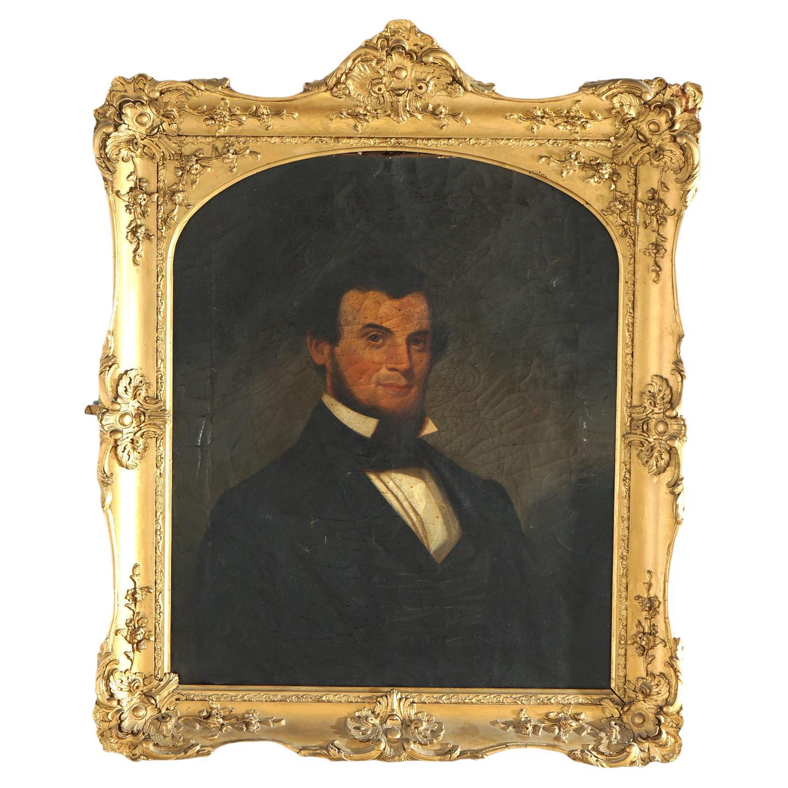 Antique Portrait Painting of a Gentleman In Ornate Giltwood Frame Circa ...