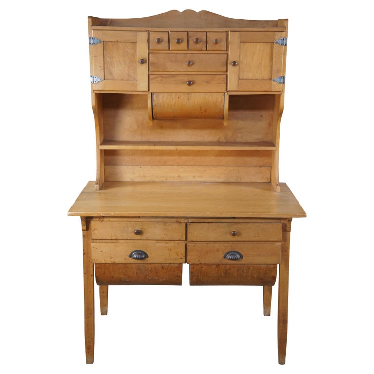 Antique Possum Belly Farmhouse Bakers Kitchen Hoosier Cabinet Cupboard ...