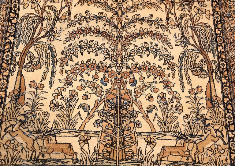 Antique Prayer Tree of Life Persian Isfahan Rug. Size: 4 ft. 5 in x 7 ...