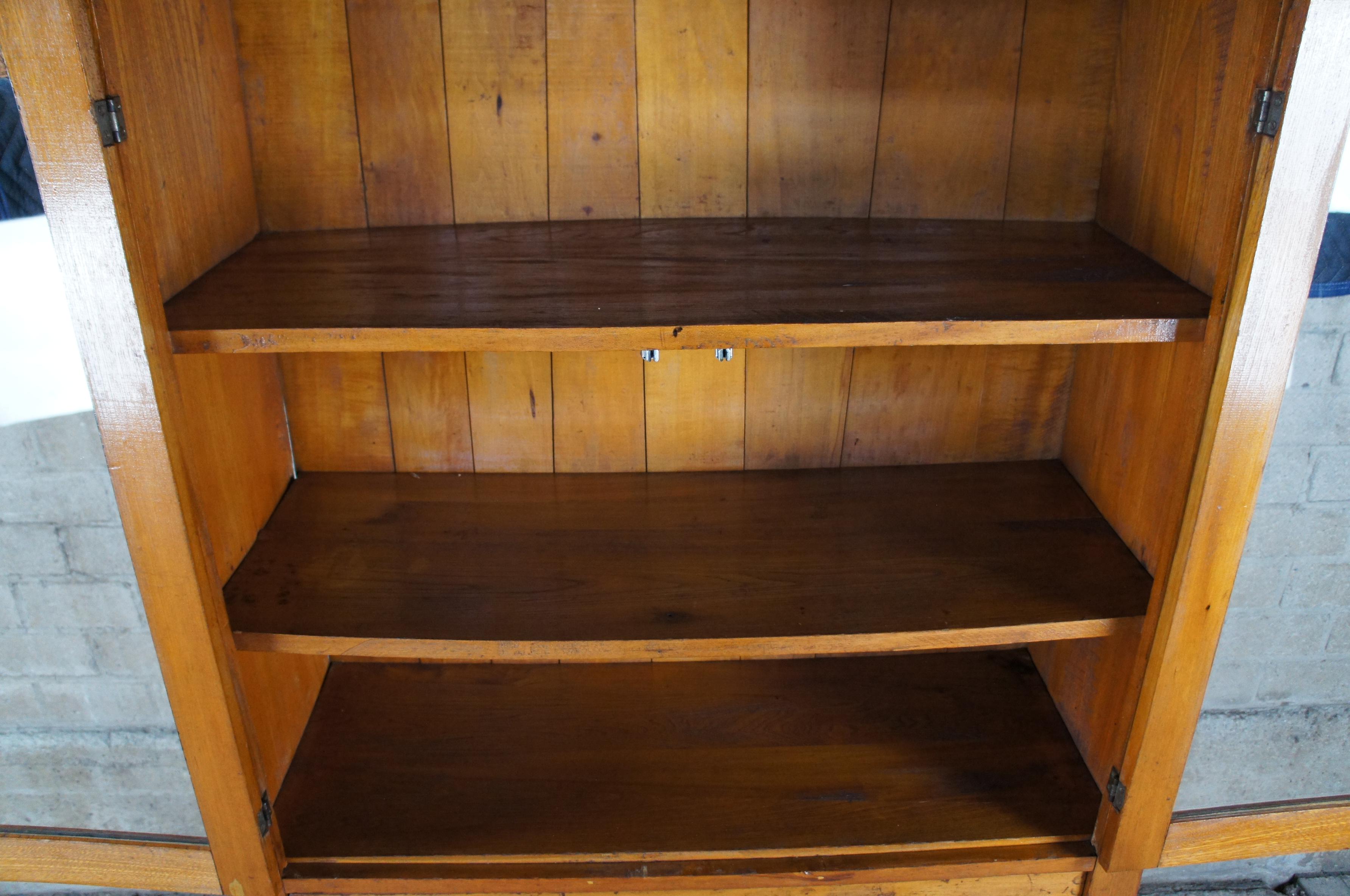 Antique Primitive Farmhouse American Pine China Display Cabinet Country ...