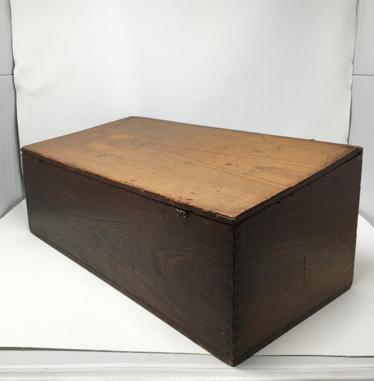 Antique Primitive Handmade Wood Box For Sale at 1stdibs