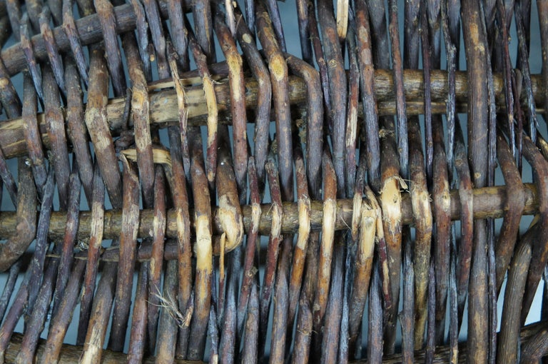 Antique Primitive Handwoven Scalloped Willow Reed Gathering Basket ...