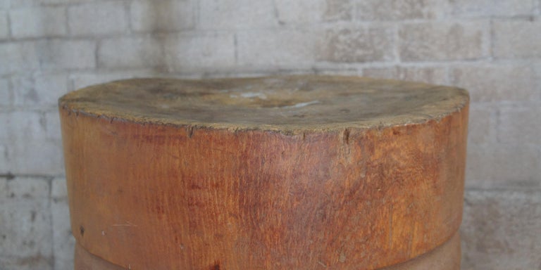 Antique Round Pine Butcher Block Cutting Board Kitchen Slab Table For ...