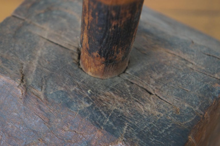 Antique Primitive Rustic Wooden Octagonal Sledge Hammer Carpenter ...