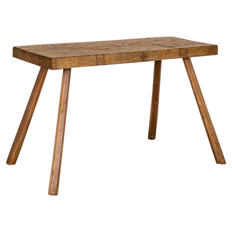 Antique Primitive Slab Wood Console Table with Splay Legs at 1stDibs