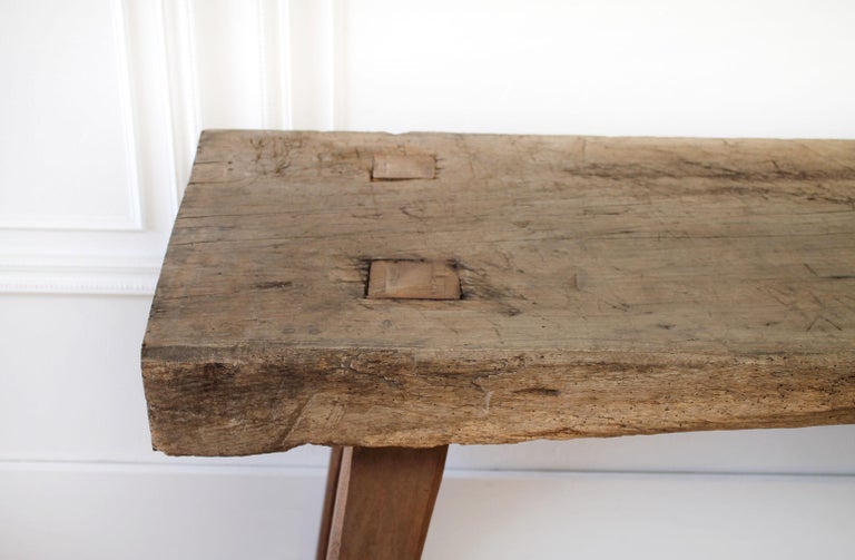 Antique Primitive Style Wood Console Table from Belgium at 1stDibs