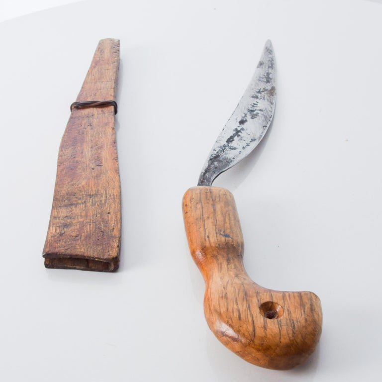 Antique Primitive Thai Knife Curved Blade Ancient Sword with Sheath ...