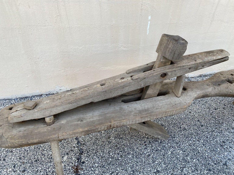 Antique Primitive Wooden Carpenters Shaving Shave Horse Long Work Bench ...